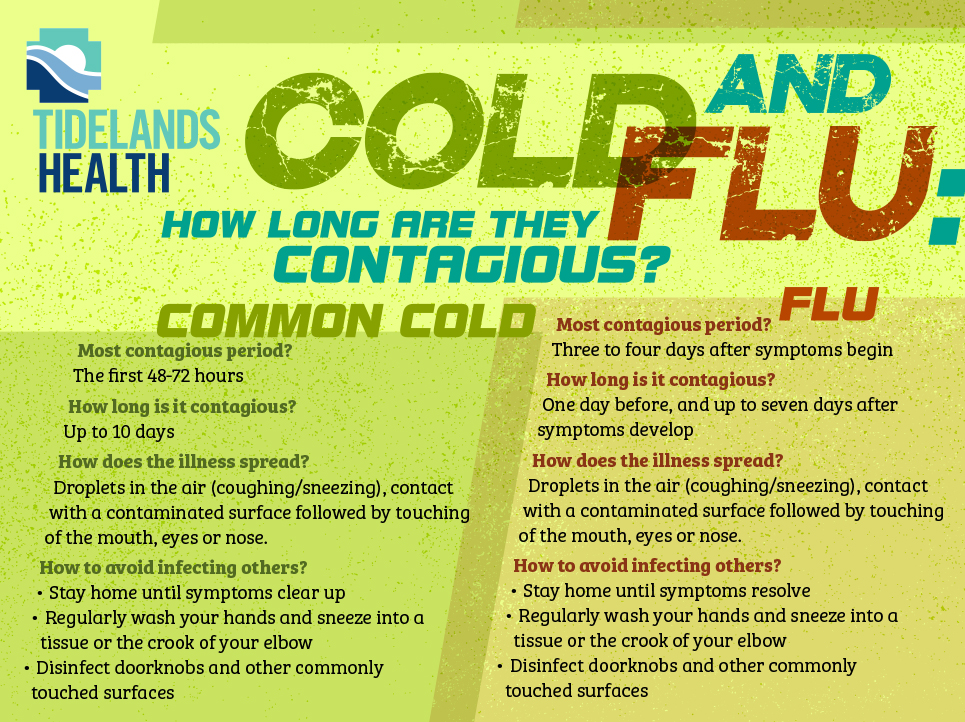 How long are the cold and flu contagious? (infographic)